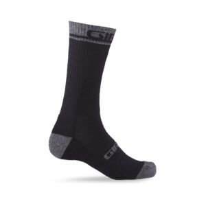 giro winter merino wool adult cycling socks - black/dark shadow (2024), large