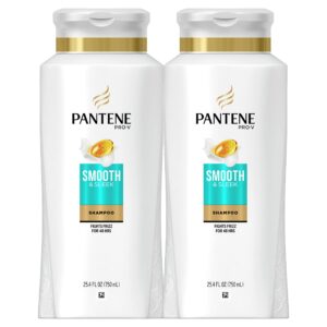 pantene, shampoo, with argan oil, pro-v smooth and sleek frizz control, 25.4 fl oz, twin pack