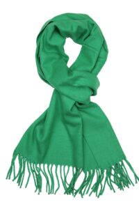 achillea solid color cashmere feel winter scarf unisex soft & warm plain scarf (kelly green)