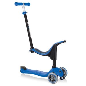 globber go up sporty 3-in-1 kick scooter for toddlers & kids, navy blue, adjustable handlebar & seat height