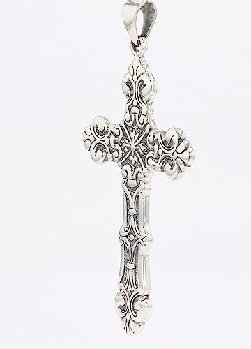 Jewelry Trends Sterling Silver X-Large Medieval Fleur de Lis Gothic Cross Pendant