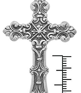 Jewelry Trends Sterling Silver X-Large Medieval Fleur de Lis Gothic Cross Pendant