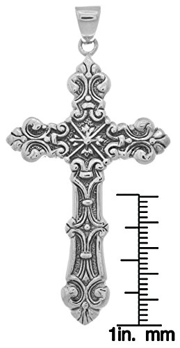 Jewelry Trends Sterling Silver X-Large Medieval Fleur de Lis Gothic Cross Pendant