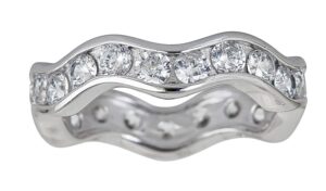 decadence sterling silver rhodium channel set squiggly cubic zirconia eternity band