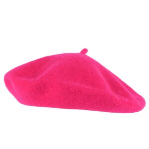 hat to socks wool blend french beret for men and women in plain colours (fuchsia)