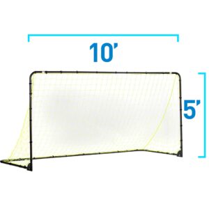 Franklin Sports Premier Steel - Folding Backyard Soccer Goal with All Weather Net - Kids Backyard Soccer Net - Easy Assembly - 10x5' - Black