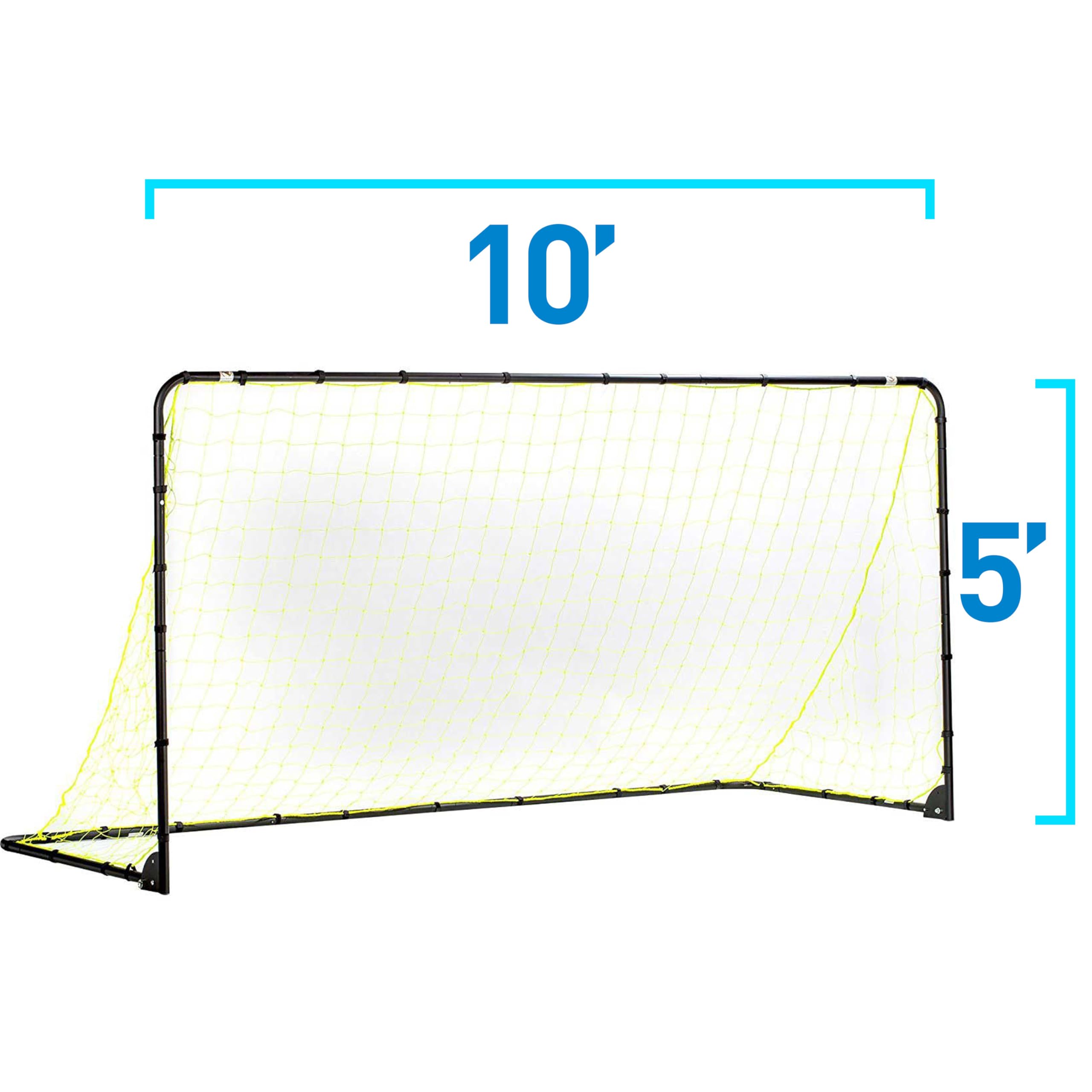 Franklin Sports Premier Steel - Folding Backyard Soccer Goal with All Weather Net - Kids Backyard Soccer Net - Easy Assembly - 10x5' - Black