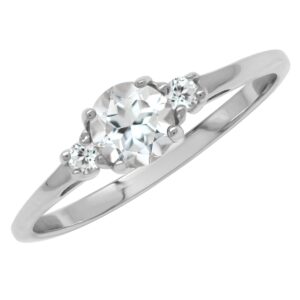 silvershake petite genuine white topaz 925 sterling silver promise ring size 7