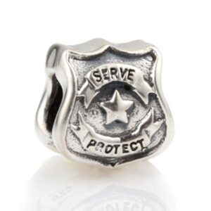 Shield Charm 925 Sterling Silver To Serve and Protect Charm United States National Guard Police Badge Charms for Charm Bracelet