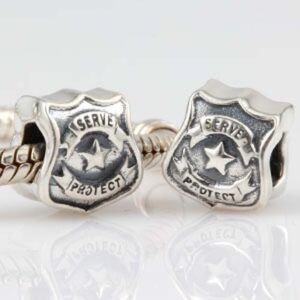 Shield Charm 925 Sterling Silver To Serve and Protect Charm United States National Guard Police Badge Charms for Charm Bracelet