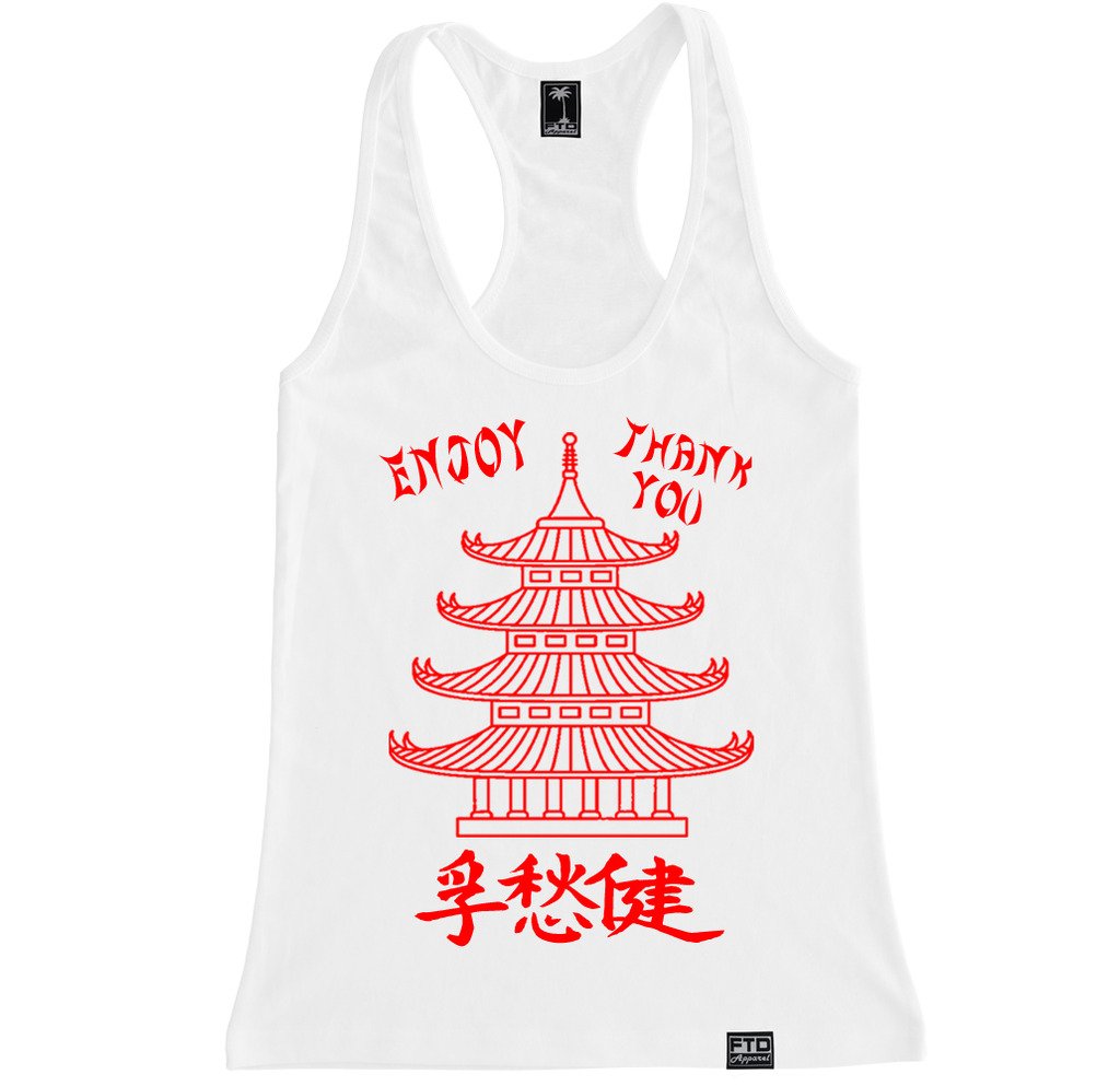 FTD Apparel Women's Chinese Take Out Racerback Tank Top - Medium White