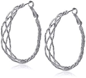 guess braided silver hoop earrings