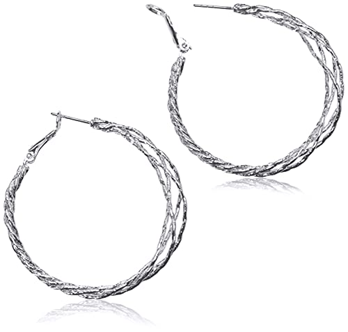 Guess Braided Silver Hoop Earrings