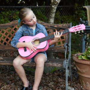 30" Wood Classical Guitar with Case and Accessories for Kids/Girls/Boys/Beginners (Pink)