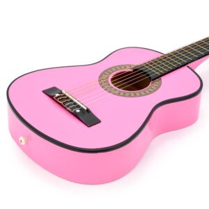 30" Wood Classical Guitar with Case and Accessories for Kids/Girls/Boys/Beginners (Pink)