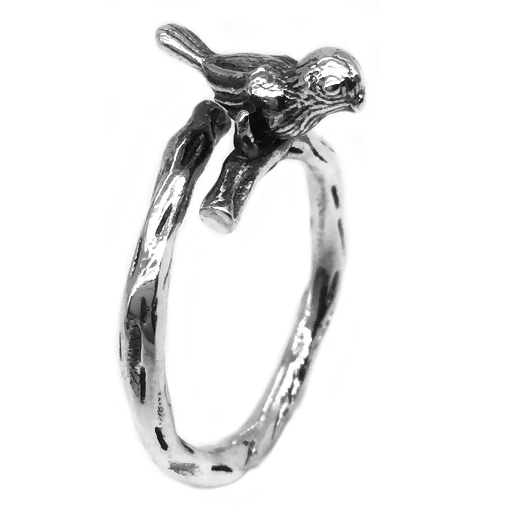 Helen de Lete Women's Vintage Bird on The Tree 925 Sterling Silver Open Ring