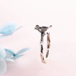 Helen de Lete Women's Vintage Bird on The Tree 925 Sterling Silver Open Ring