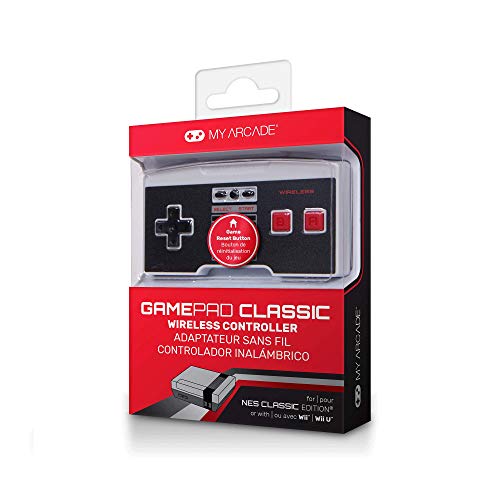 My Arcade GamePad Classic - Wireless Game Controller - Compatible with Nintendo NES Classic Edition, Wii, Wii U - Adapter Included - 30 Feet Range - Home Button - Battery Powered - Ergonomic Design