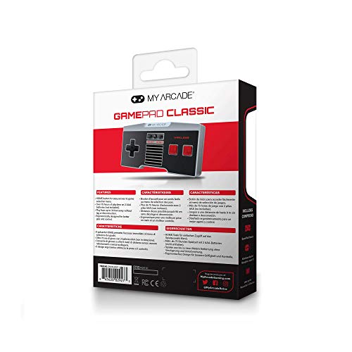 My Arcade GamePad Classic - Wireless Game Controller - Compatible with Nintendo NES Classic Edition, Wii, Wii U - Adapter Included - 30 Feet Range - Home Button - Battery Powered - Ergonomic Design