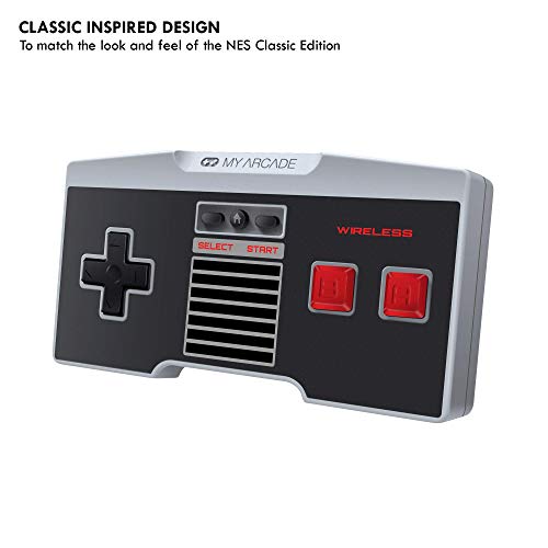 My Arcade GamePad Classic - Wireless Game Controller - Compatible with Nintendo NES Classic Edition, Wii, Wii U - Adapter Included - 30 Feet Range - Home Button - Battery Powered - Ergonomic Design