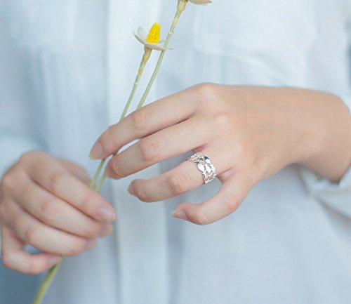 Helen de Lete Simple School Fish Geometric Pattern 925 Sterling Silver Open Ring-white silver