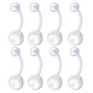 crazypiercing transparent 14 gauge clear acrylic belly button ring retainer (8 pcs)