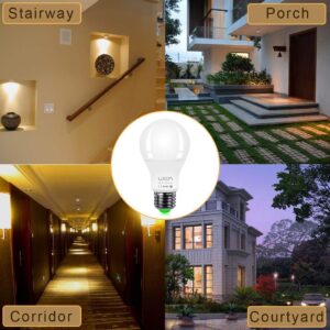 LUXON 5W A19 Radar Detector Dusk to Dawn 50W Equivalent Smart Led Lamp Lighting Indoor Outdoor Motion Sensor Bulb Auto On/Off E26 Base Soft White 2700K