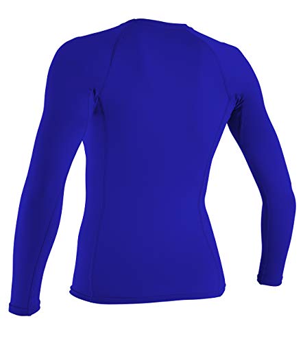 O'NEILL Wetsuits UV Sun Protection Womens Basic Skins Long Sleeve Crew Sun Shirt Rash Guard, Tahitian Blue, Small