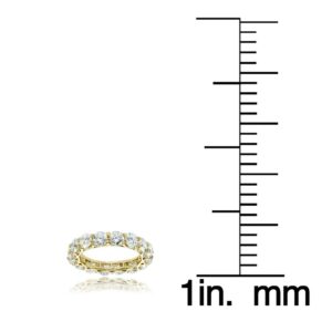 Hoops & Loops Yellow Gold Flashed Sterling Silver Cubic Zirconia 4mm Round-cut Eternity Band Ring