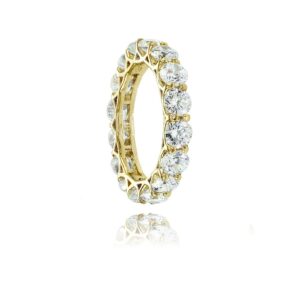 Hoops & Loops Yellow Gold Flashed Sterling Silver Cubic Zirconia 4mm Round-cut Eternity Band Ring