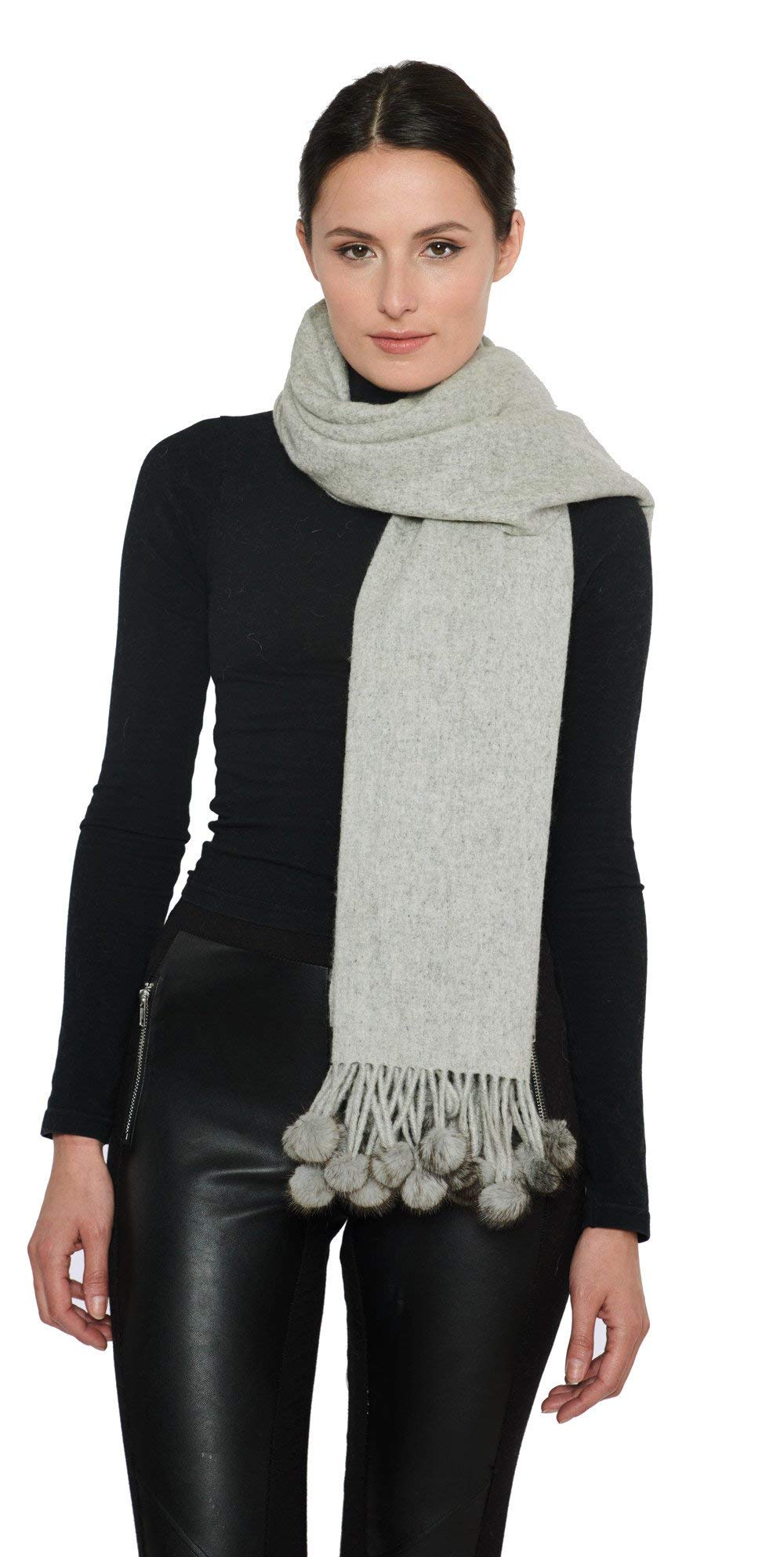 Cashmere scarf-cashmere-cashmere cape-dress shawl-mink stole-cashmere scarves (Silver w/Mink)