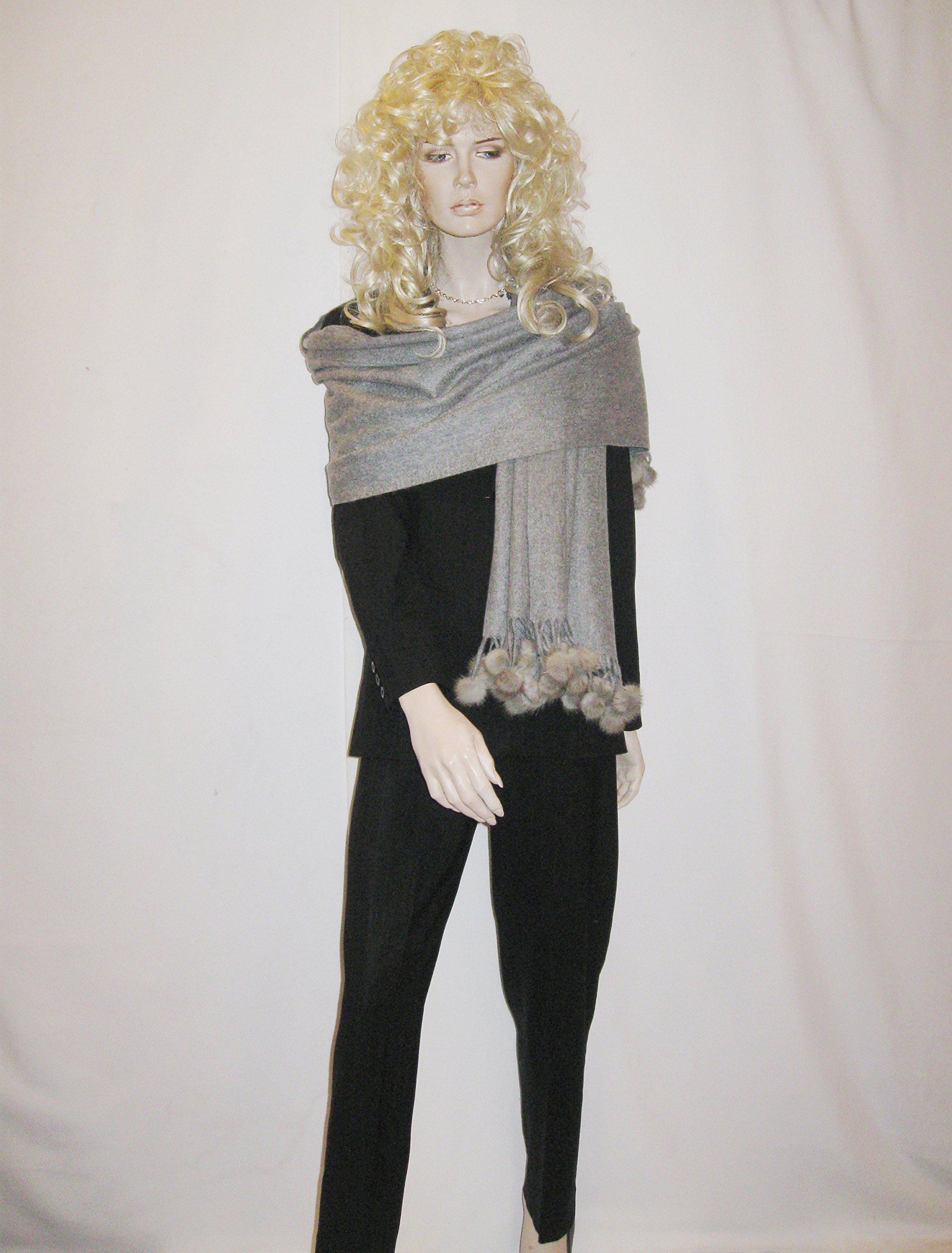 Cashmere scarf-cashmere-cashmere cape-dress shawl-mink stole-cashmere scarves (Silver w/Mink)