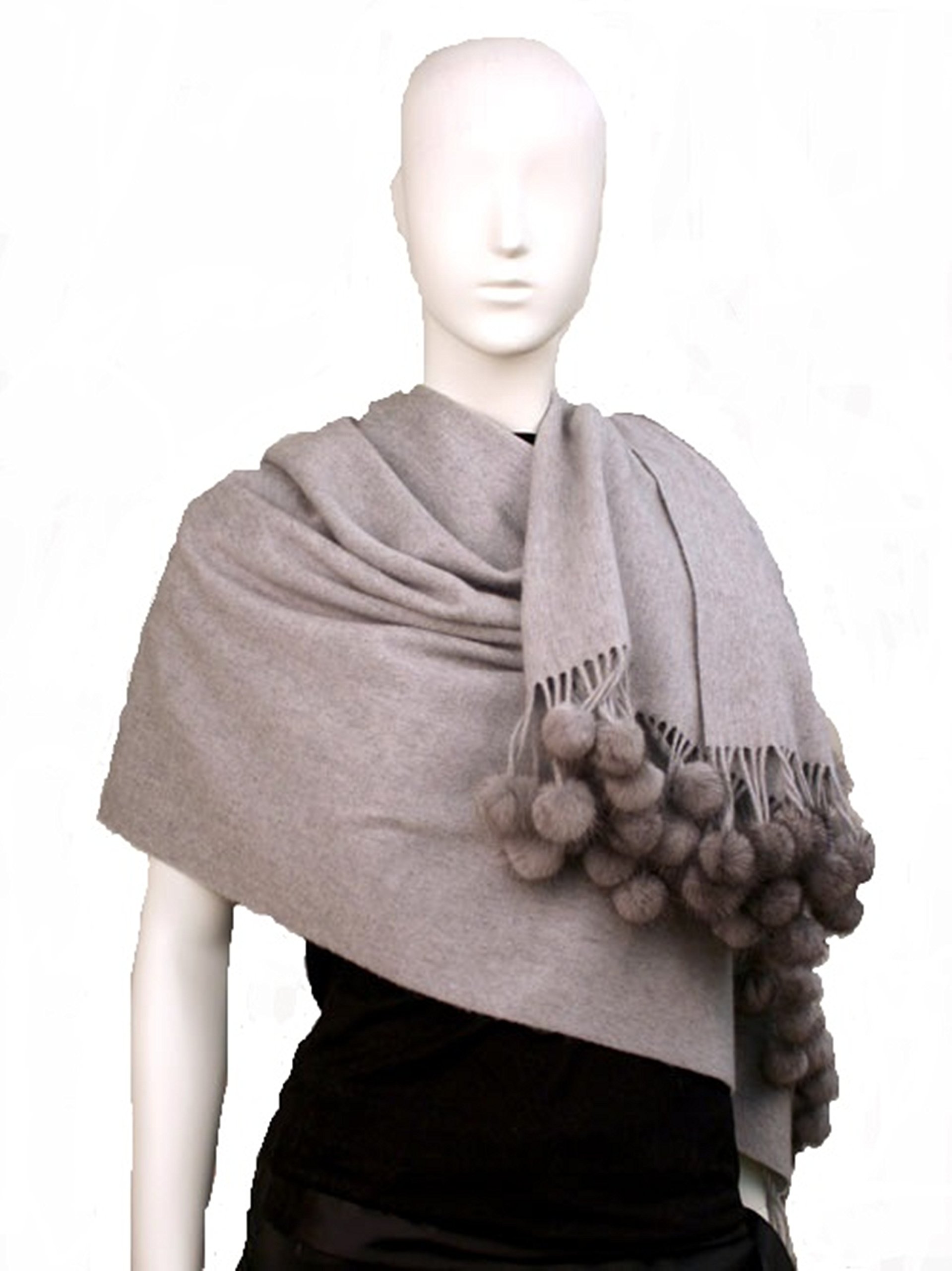 Cashmere scarf-cashmere-cashmere cape-dress shawl-mink stole-cashmere scarves (Silver w/Mink)