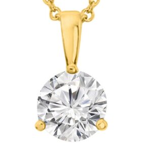 houston diamond district 0.5 carat 14k yellow gold round diamond 3 prong solitaire pendant necklace j color i2 clarity