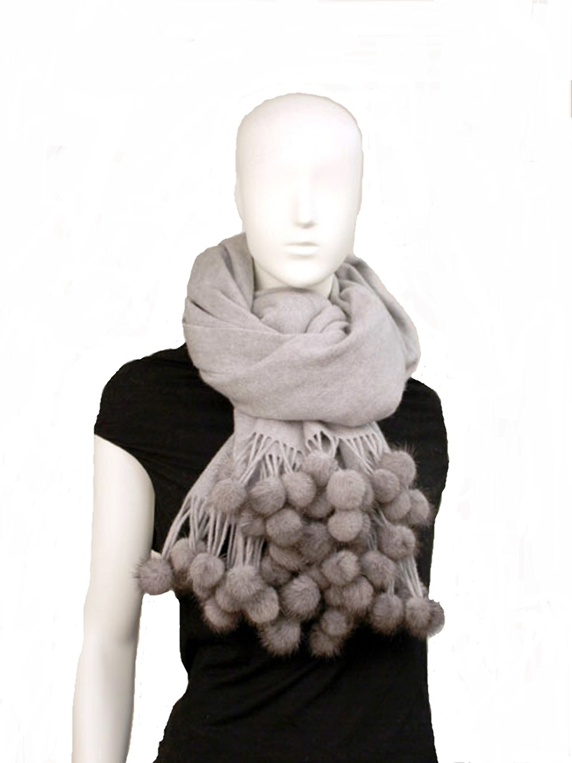 Cashmere scarf-cashmere-cashmere cape-dress shawl-mink stole-cashmere scarves (Silver w/Mink)