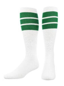 tck retro 3 stripe tube socks (kelly green, large)