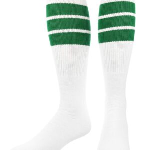 TCK Retro 3 Stripe Tube Socks (Kelly Green, Large)