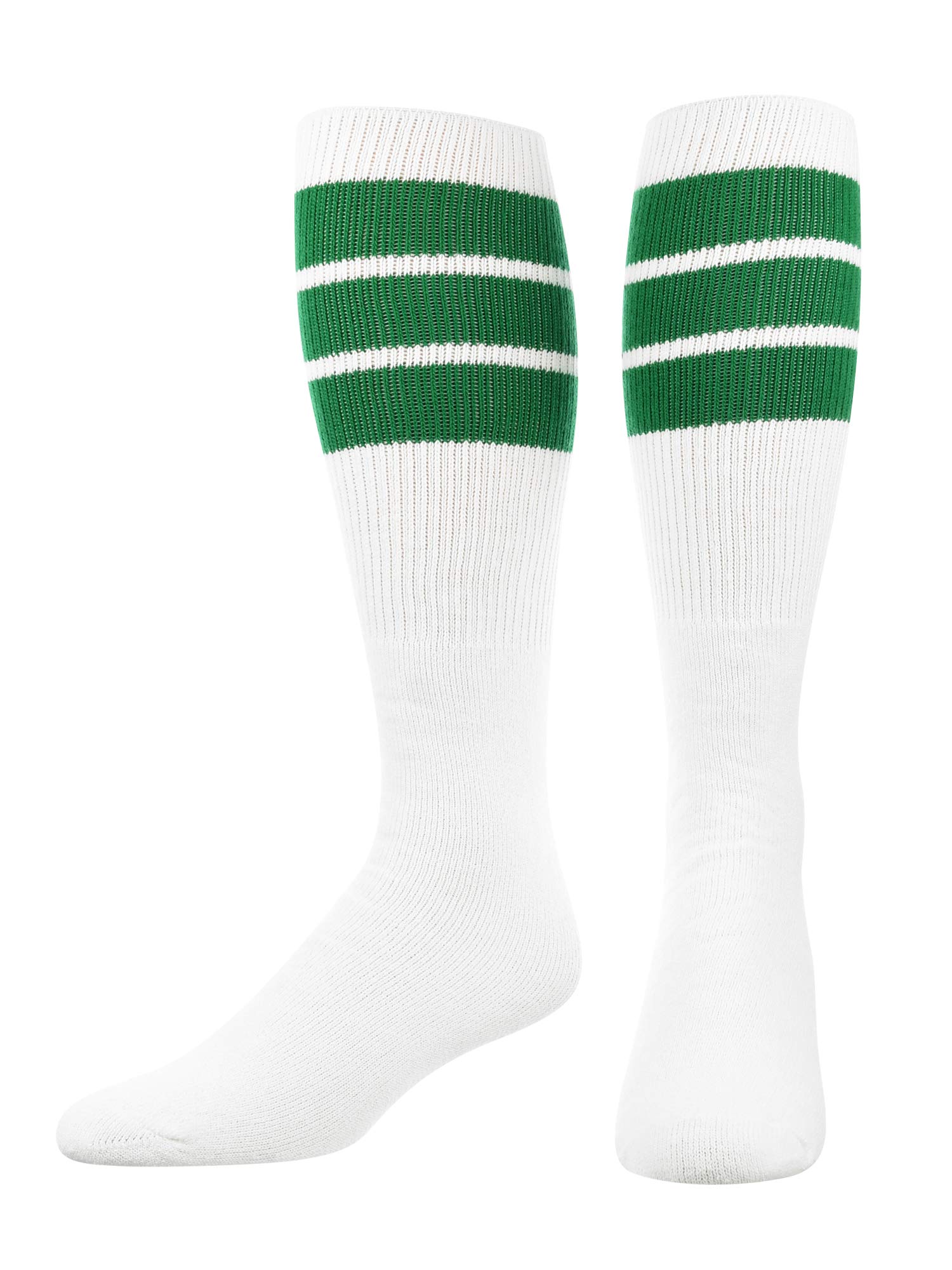 TCK Retro 3 Stripe Tube Socks (Kelly Green, Large)