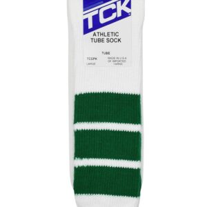 TCK Retro 3 Stripe Tube Socks (Kelly Green, Large)