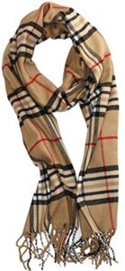 classic cashmere feel winter scarf super soft collection (camel plaid)