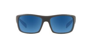 native eyewear eddyline polarized rectangular sunglasses, granite/matte black/blue reflex, 64 mm