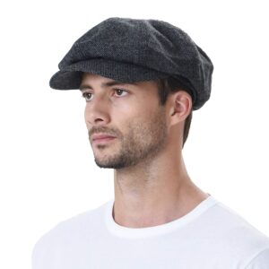 withmoons newsboy hat wool felt simple ivy cap sl3525 (black)