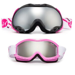 cloud 9 - twin pack adult and kids matching goggles, anti-fog dual lens wide angle frameless uv400 snowboarding ski snow goggles