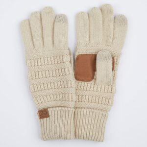 C.C Hatsandscarf CC Exclusives Women Solid Ribbed Glove with Smart Tips (G-20) (Beige)