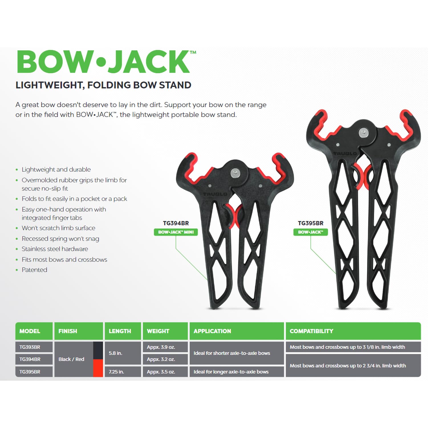 TRUGLO Bow Jack Folding Bow Stand, Mini Wide , Black