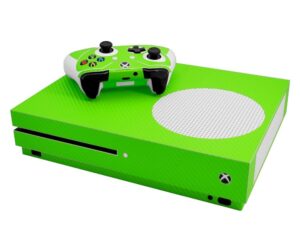 3d carbon fiber lime green - air release vinyl decal mod skin kit by system skins - compatible with microsoft xbox one slim (xb1 slim)