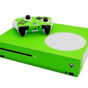 3D Carbon Fiber Lime Green - Air Release Vinyl Decal Mod Skin Kit by System Skins - Compatible with Microsoft Xbox One Slim (XB1 Slim)