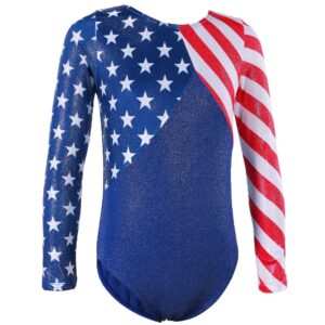 gymnastics leotards for toddler girls patriotic sparkle red blue athletic dancewear b146_us_8a