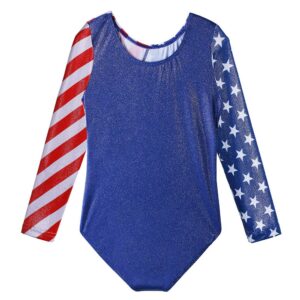 Gymnastics Leotards for Toddler Girls Patriotic Sparkle Red Blue Athletic Dancewear B146_US_8A