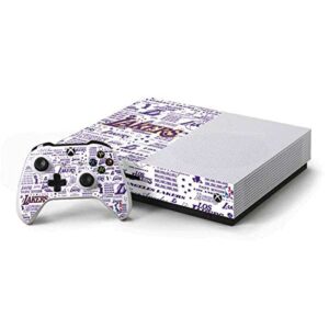 skinit decal gaming skin compatible with xbox one s console and controller bundle - officially licensed nba la lakers historic blast design